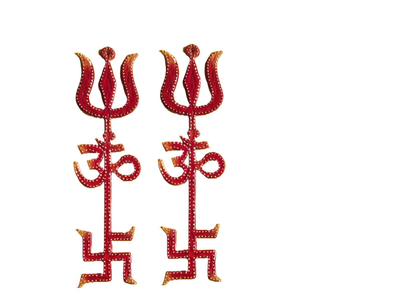 PujaSamadhaan Big Metal Handmade Crafted Swastik OM Trishul TRISHAKTI ...